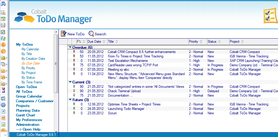Cobalt Todo Manager For Lotus Notes And Domino Lotus Notes Todo Gantt
