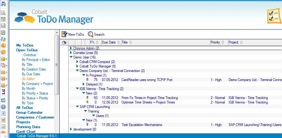 Cobalt Todo Manager For Lotus Notes And Domino Lotus Notes Todo Gantt