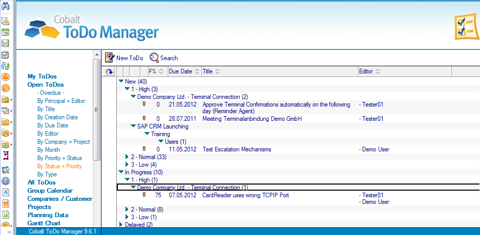 Cobalt Todo Manager For Lotus Notes And Domino Lotus Notes Todo Gantt